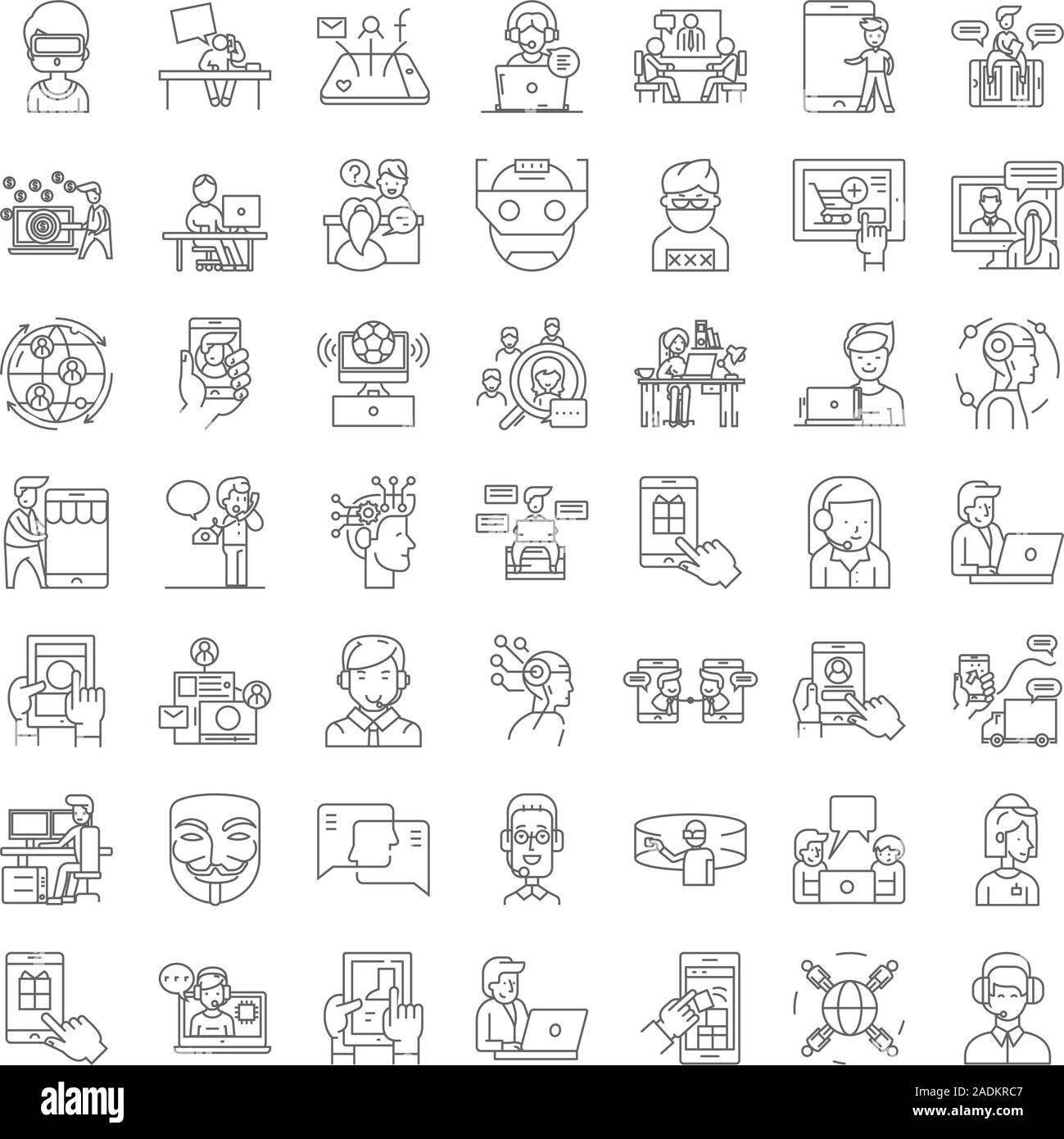 Web people linear icons, signs, symbols vector line illustration set ...
