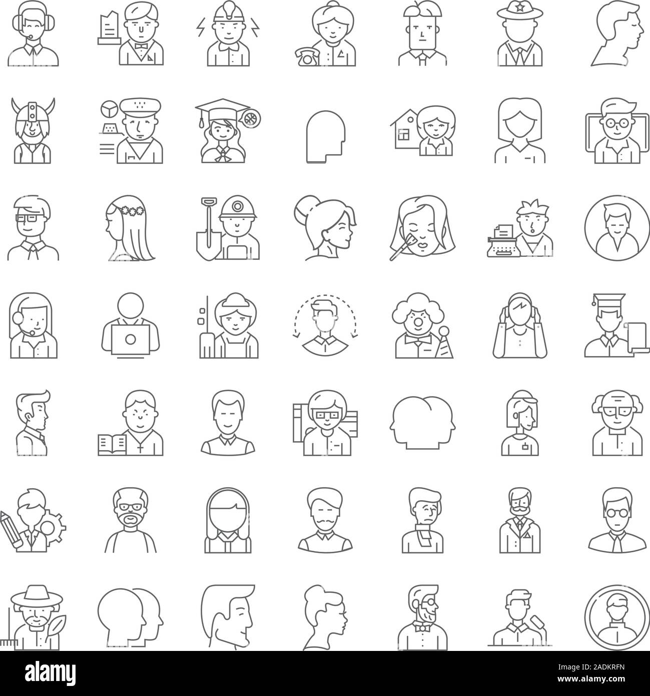 Human profiles linear icons, signs, symbols vector line illustration ...