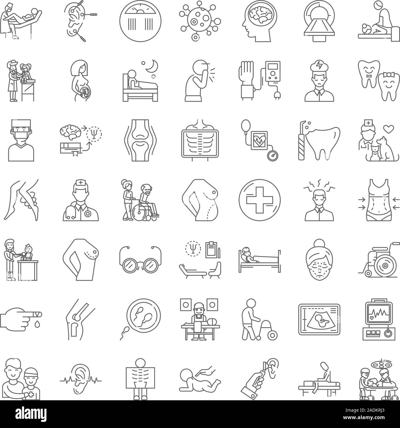 Patient in hospital linear icons, signs, symbols vector line ...