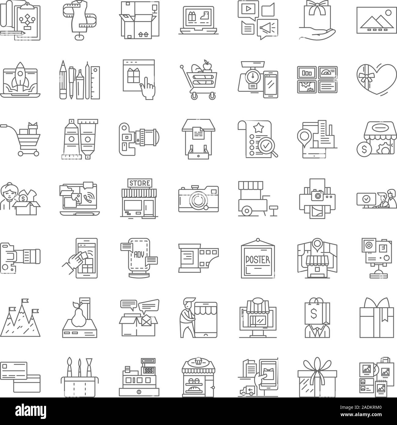 Production linear icons, signs, symbols vector line illustration set ...