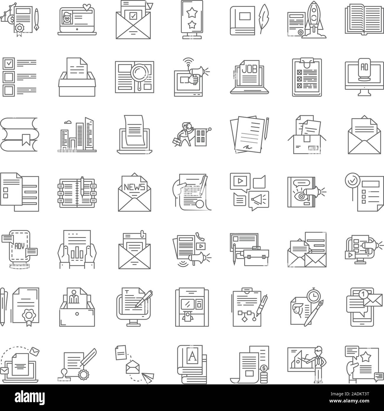 Publishing house linear icons, signs, symbols vector line illustration ...