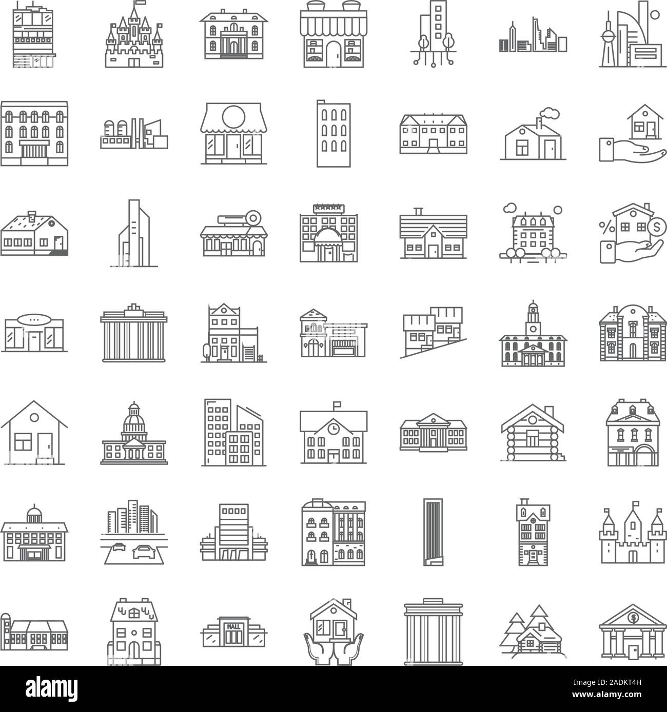 Realty linear icons, signs, symbols vector line illustration set Stock ...