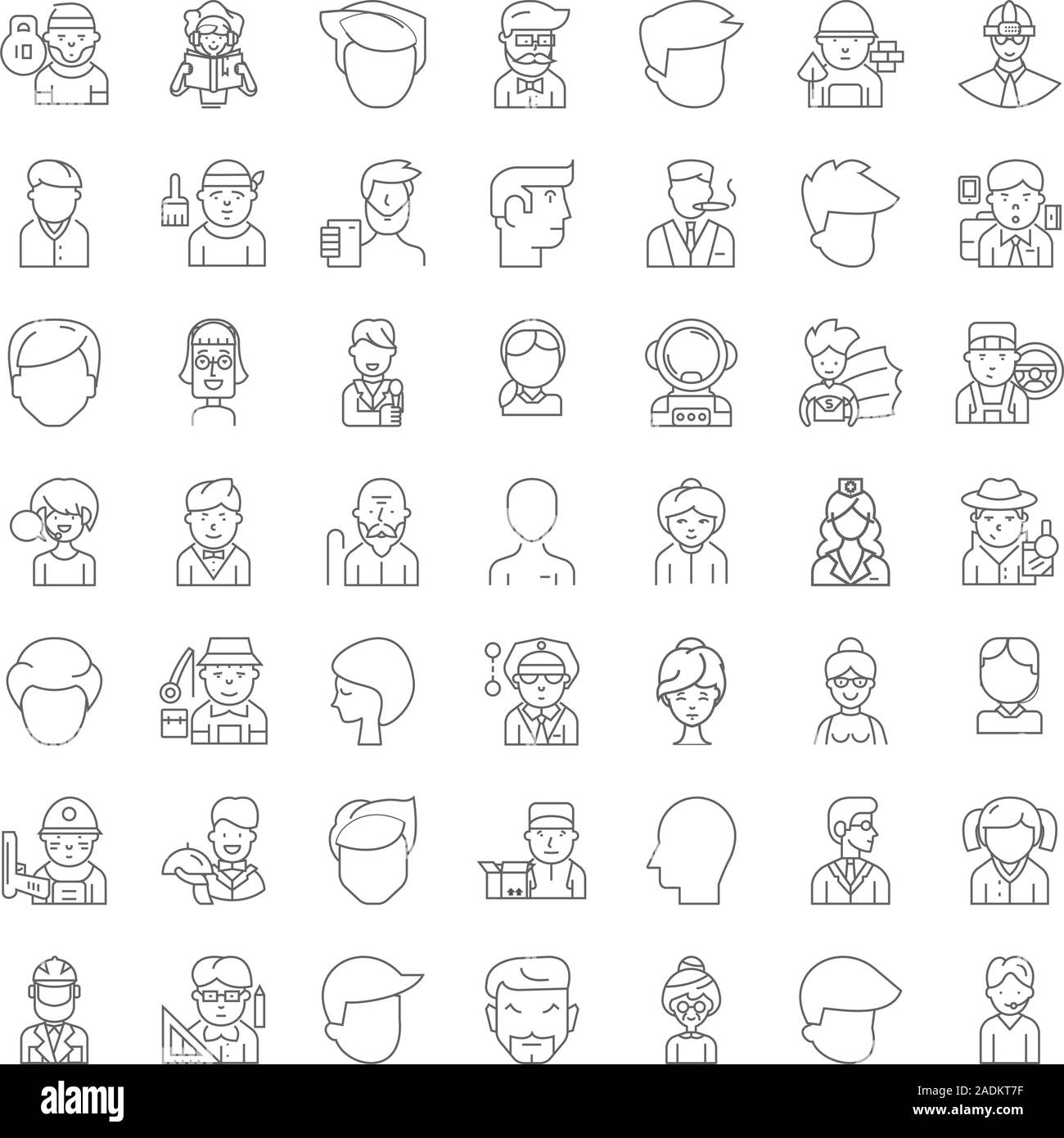 Profile linear icons, signs, symbols vector line illustration set Stock ...