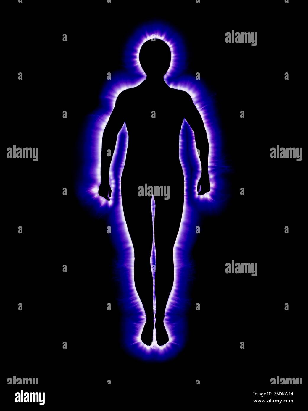 Human aura". Kirlian photograph depicting an electromagnetic "aura ...
