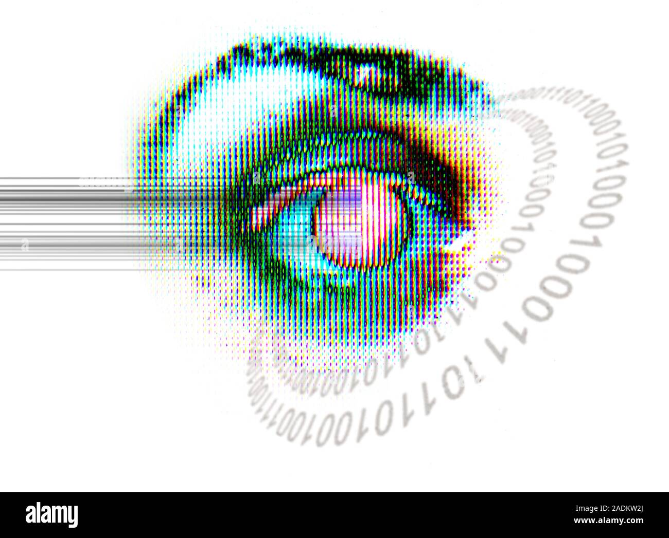 Iris scanning. Conceptual computer artwork of the scanning of the iris ...