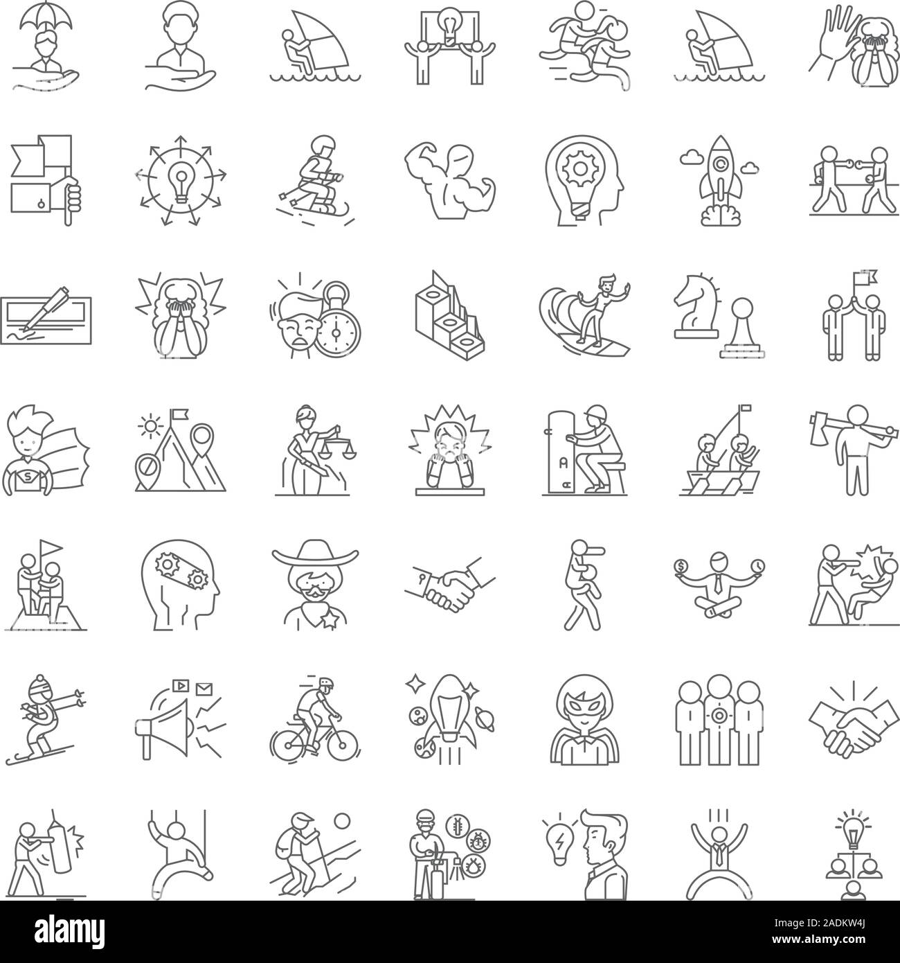 Risk management linear icons, signs, symbols vector line illustration ...