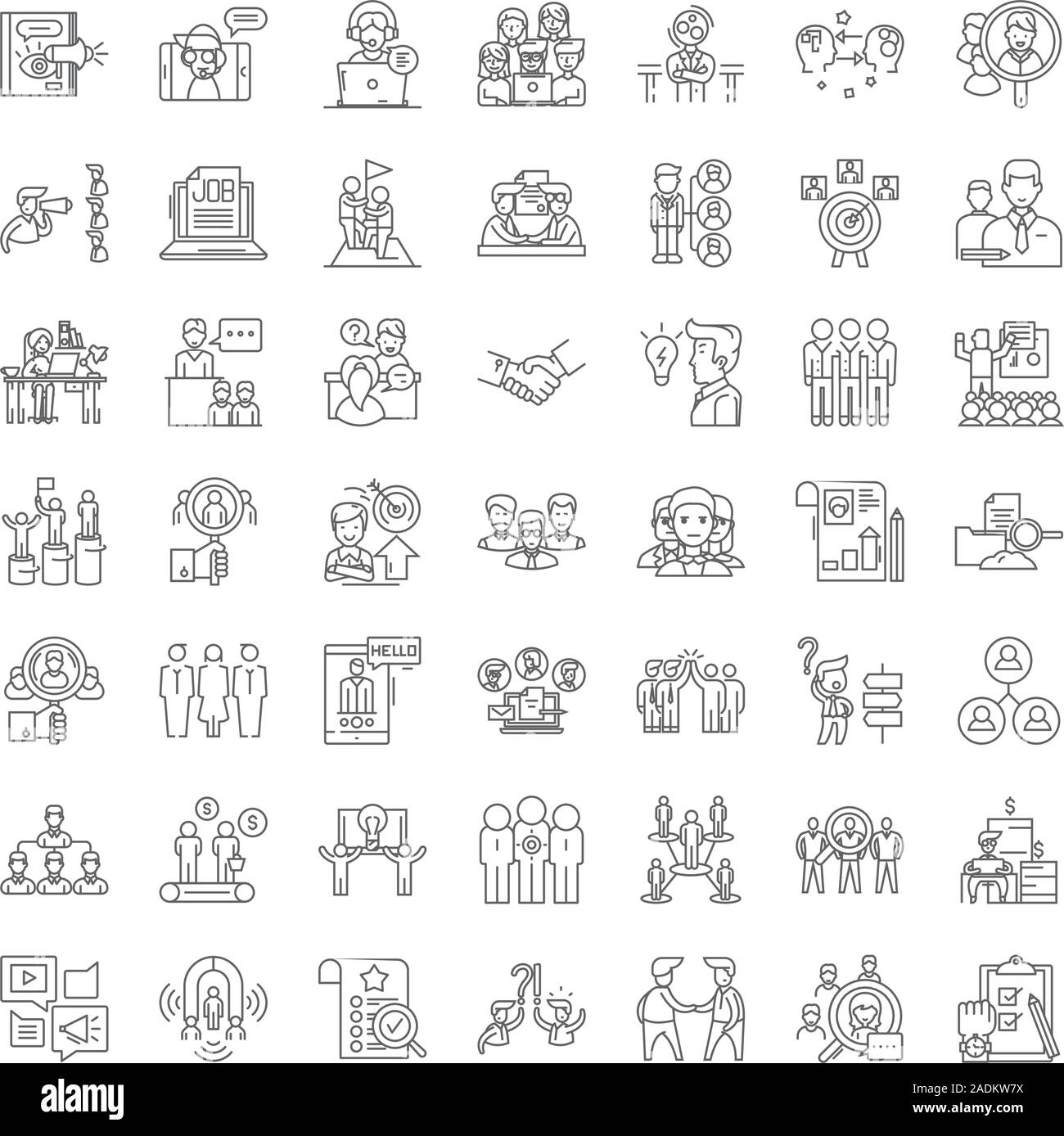 Recruitment agency linear icons, signs, symbols vector line ...