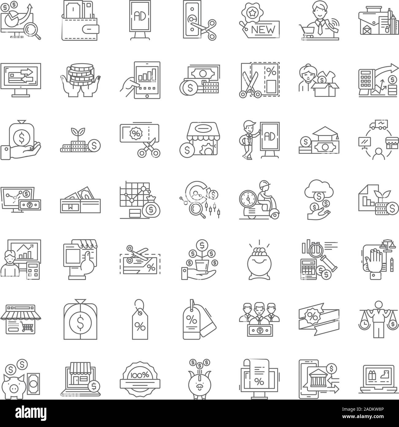 Sales business linear icons, signs, symbols vector line illustration ...