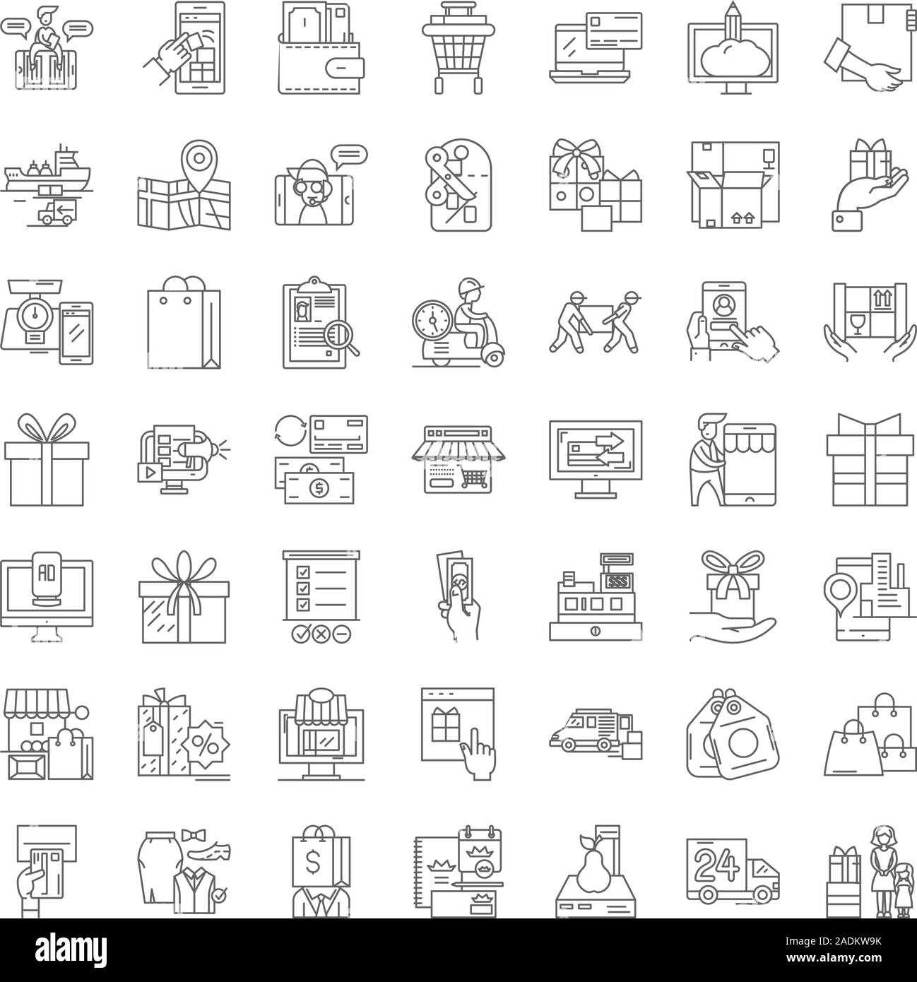 Salesman linear icons, signs, symbols vector line illustration set ...