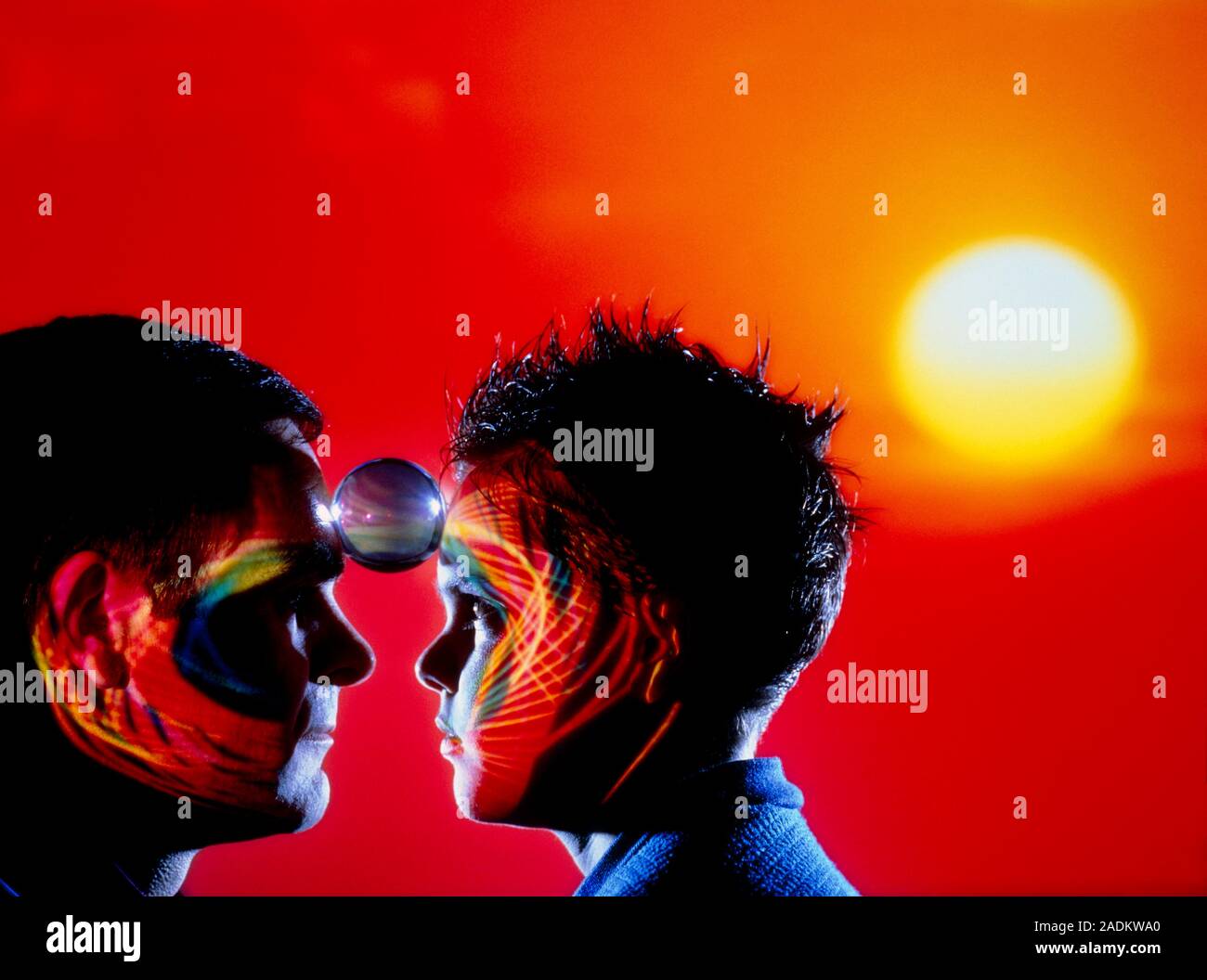 Man & boy: abstract composition of a man & boy, possibly father & son ...