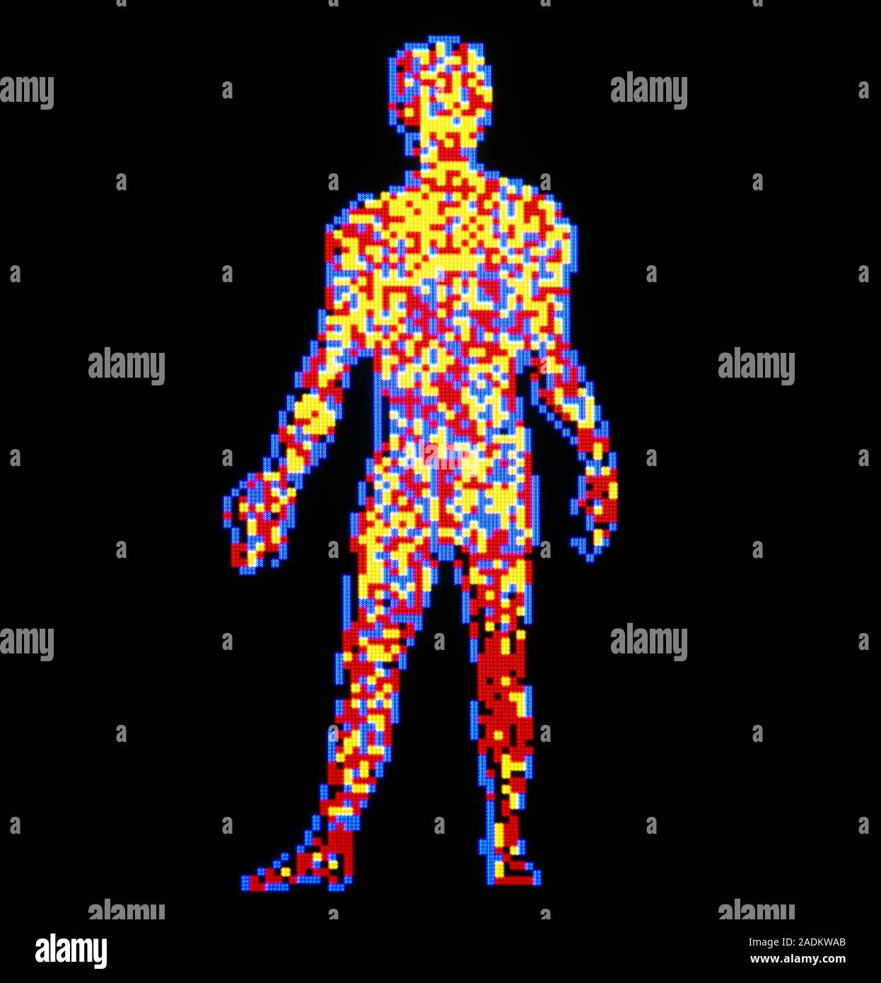 Pixelated man. Computer image of a standing male figure. The figure is ...