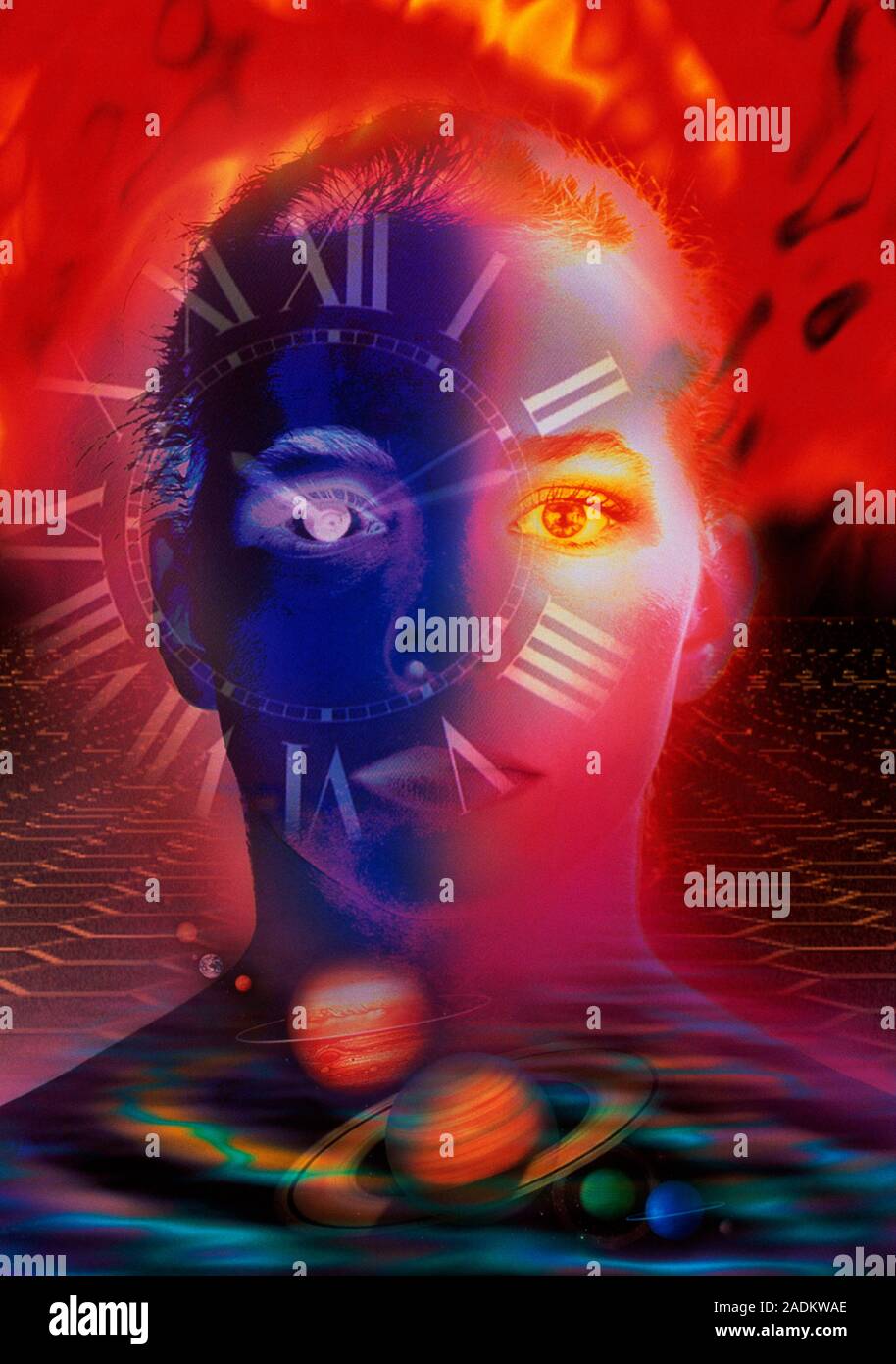 Biorhythms. Abstract illustration of human bio- logical time, showing a ...