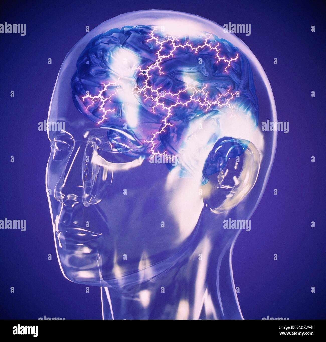 Brainstorm. Computer abstract artwork of an electrical storm within a ...