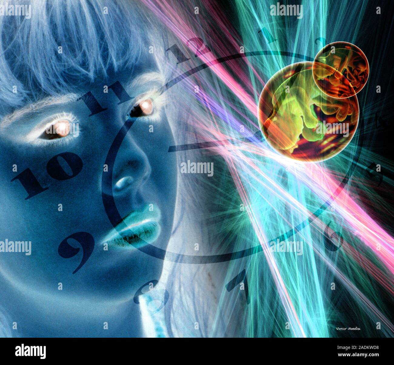 Biological clock. Conceptual computer illustration depicting human ...