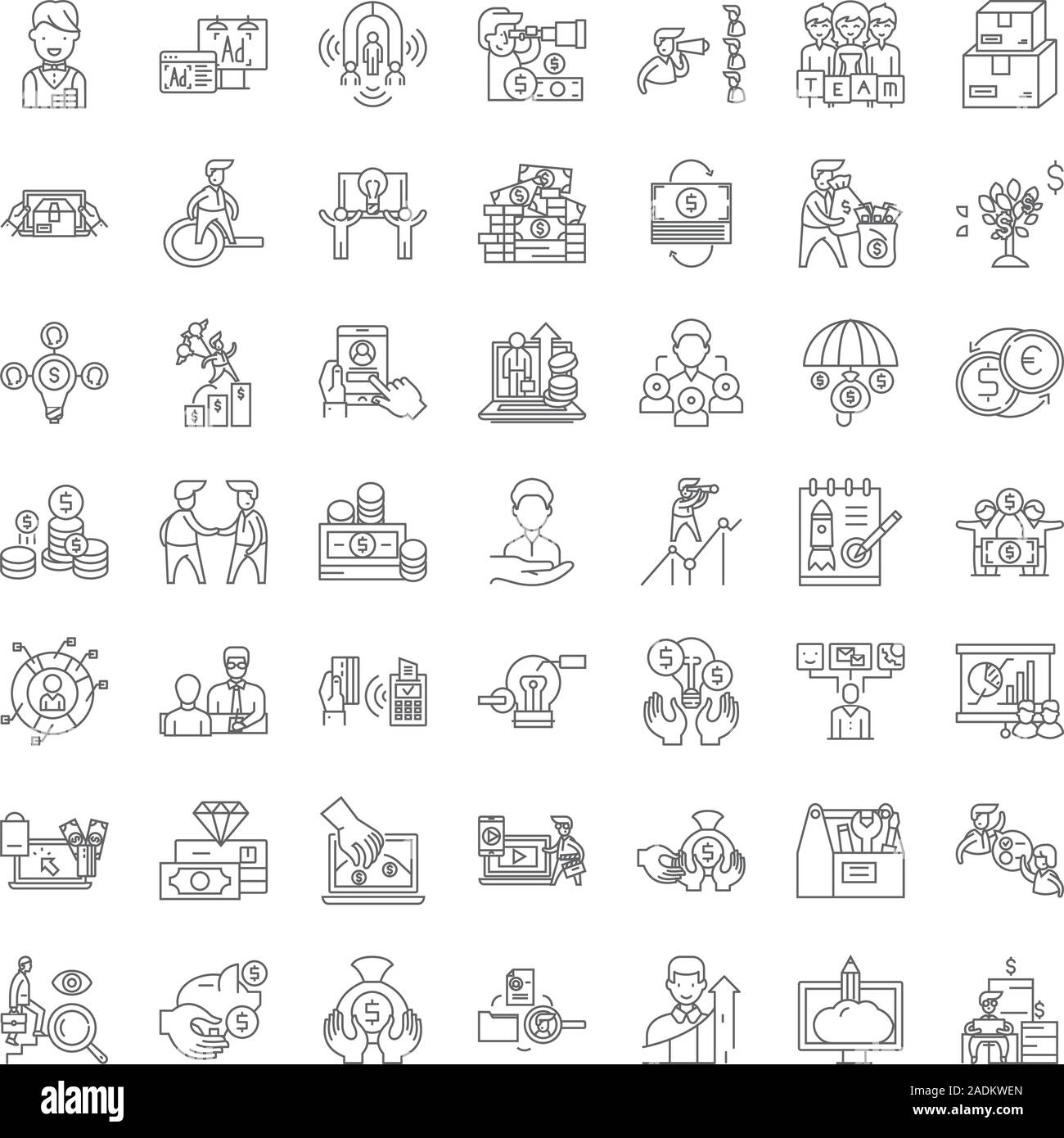 Sales system linear icons, signs, symbols vector line illustration set ...