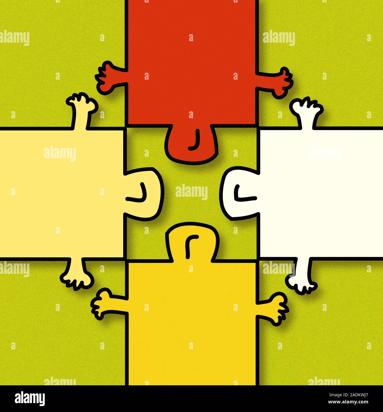 Multi-culturalism. Conceptual computer artwork of jigsaw pieces ...
