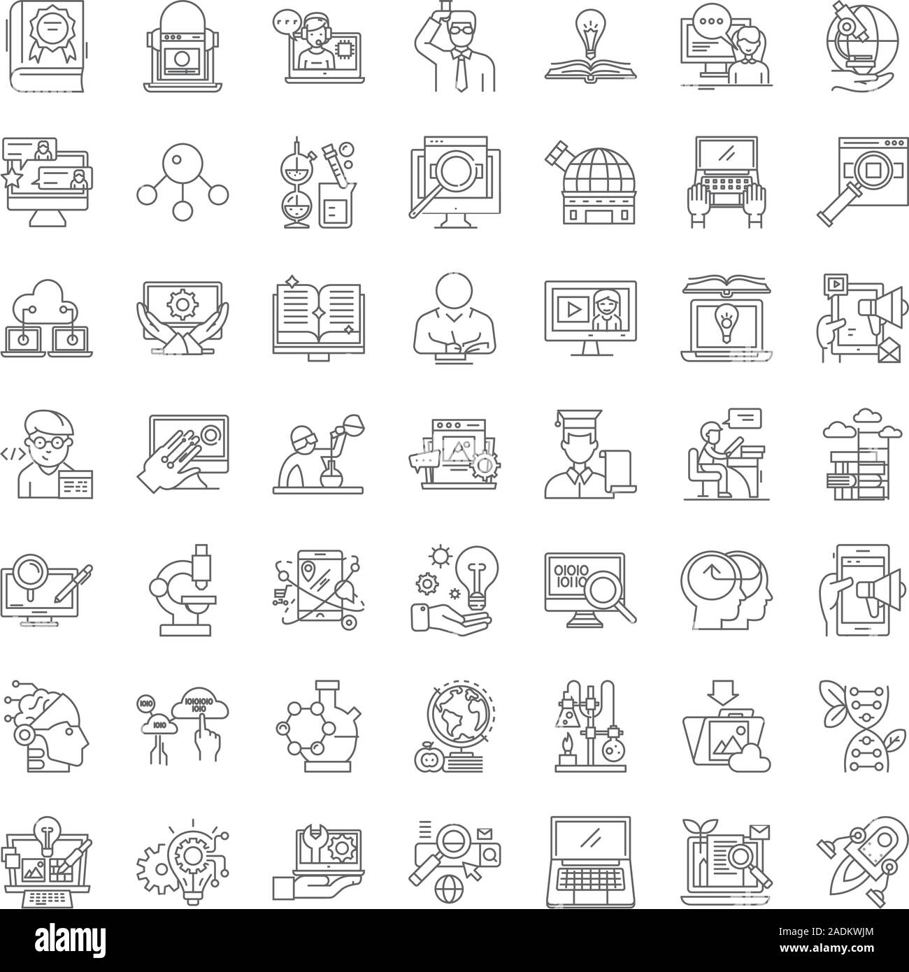 Research development linear icons, signs, symbols vector line ...