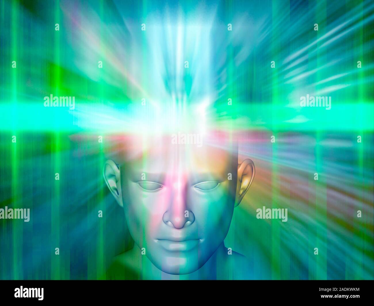 Human consciousness. Conceptual computer artwork of a flash of light ...