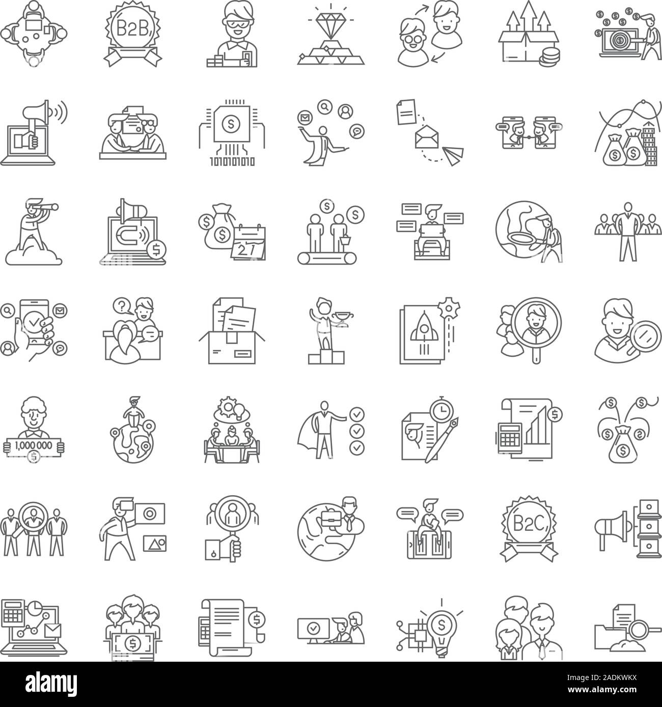 Sales management linear icons, signs, symbols vector line illustration ...