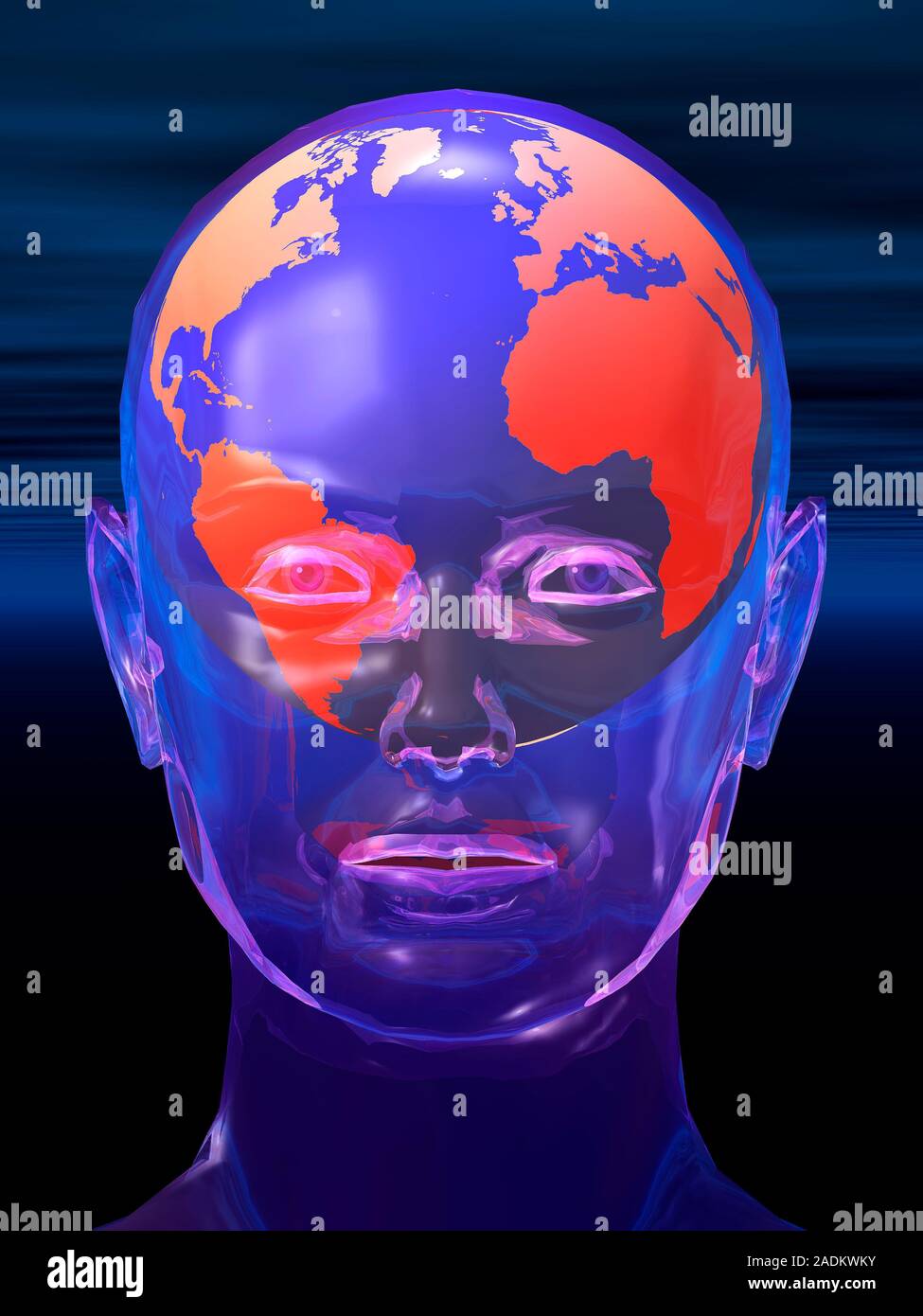Global thought. Conceptual computer artwork of an Earth globe inside a ...