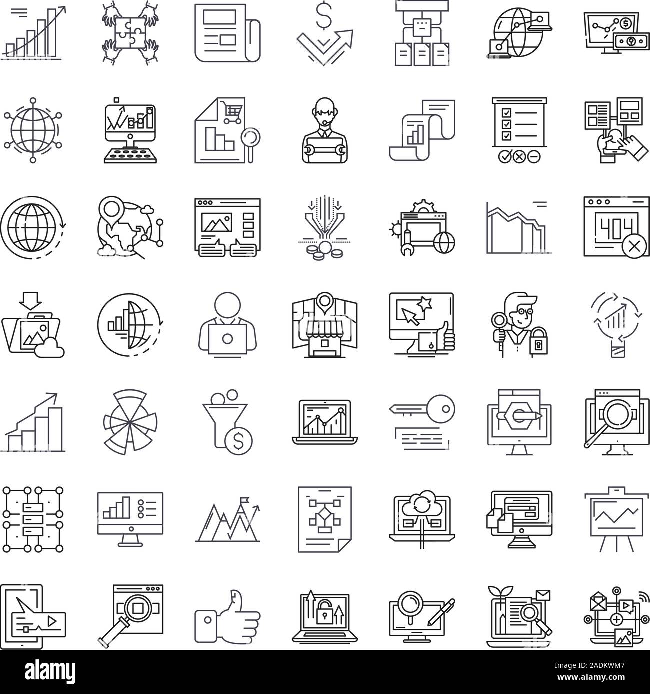 Search engine marketing linear icons, signs, symbols vector line illustration set Stock Vector ...