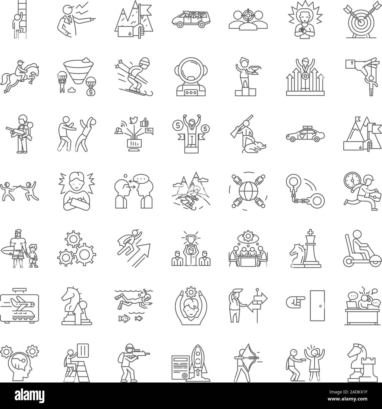 Risk linear icons, signs, symbols vector line illustration set Stock ...