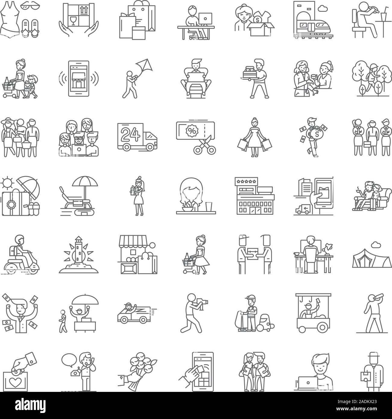 Vendor linear icons, signs, symbols vector line illustration set Stock ...
