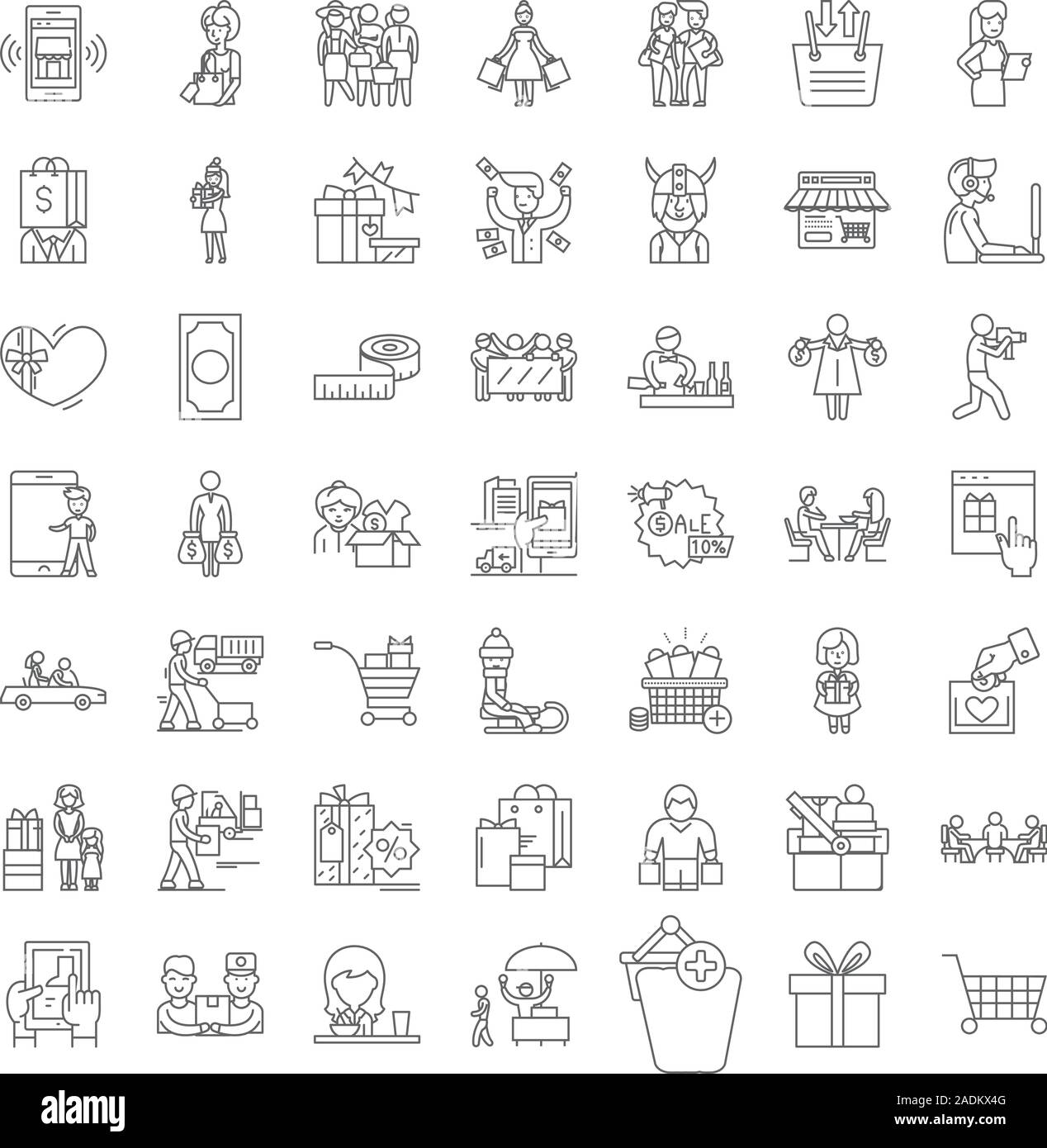 Sales people linear icons, signs, symbols vector line illustration set ...