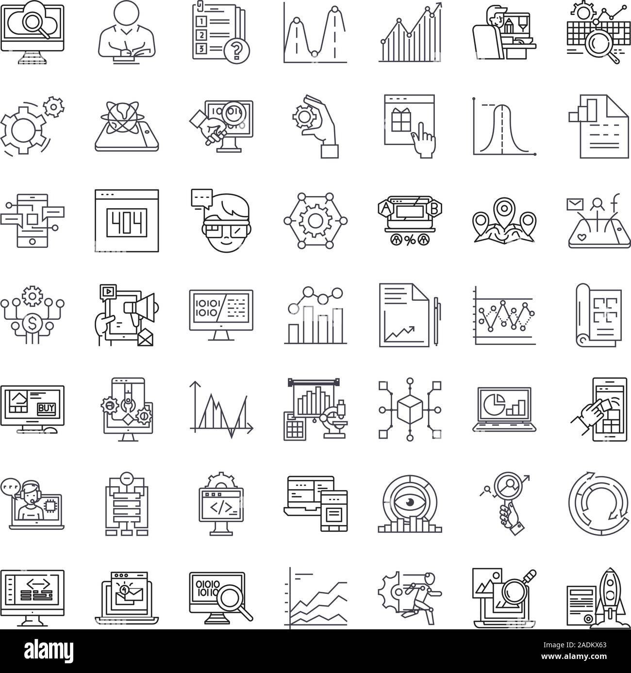Search engine optimization linear icons, signs, symbols vector line ...