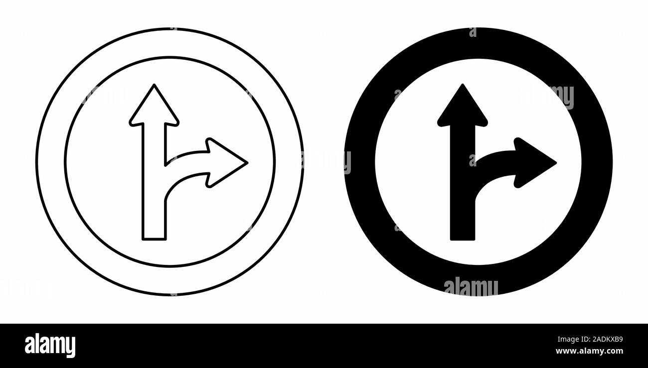 Bifurcation sign Black and White Stock Photos & Images - Alamy