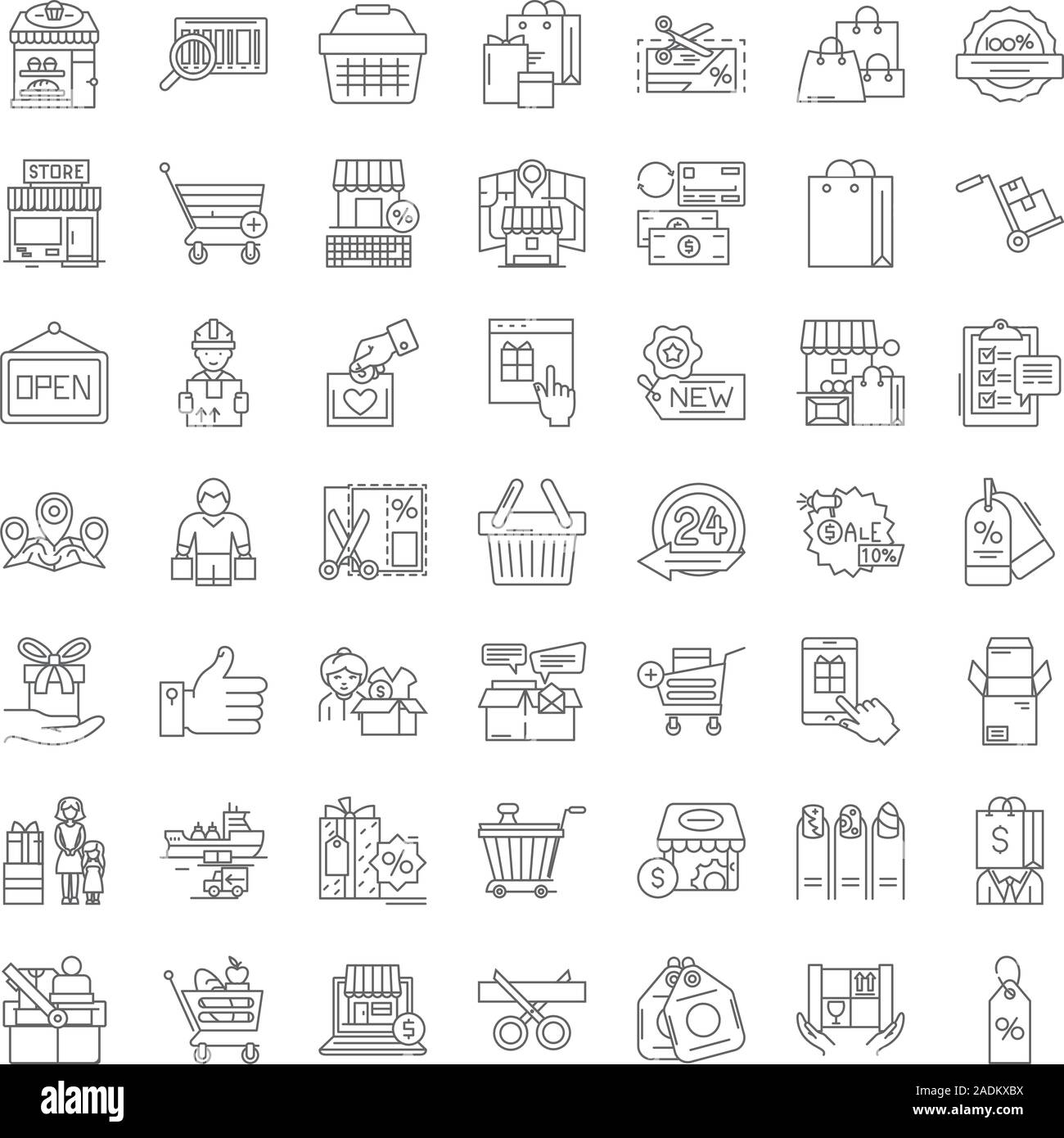 Shop assistant linear icons, signs, symbols vector line illustration ...