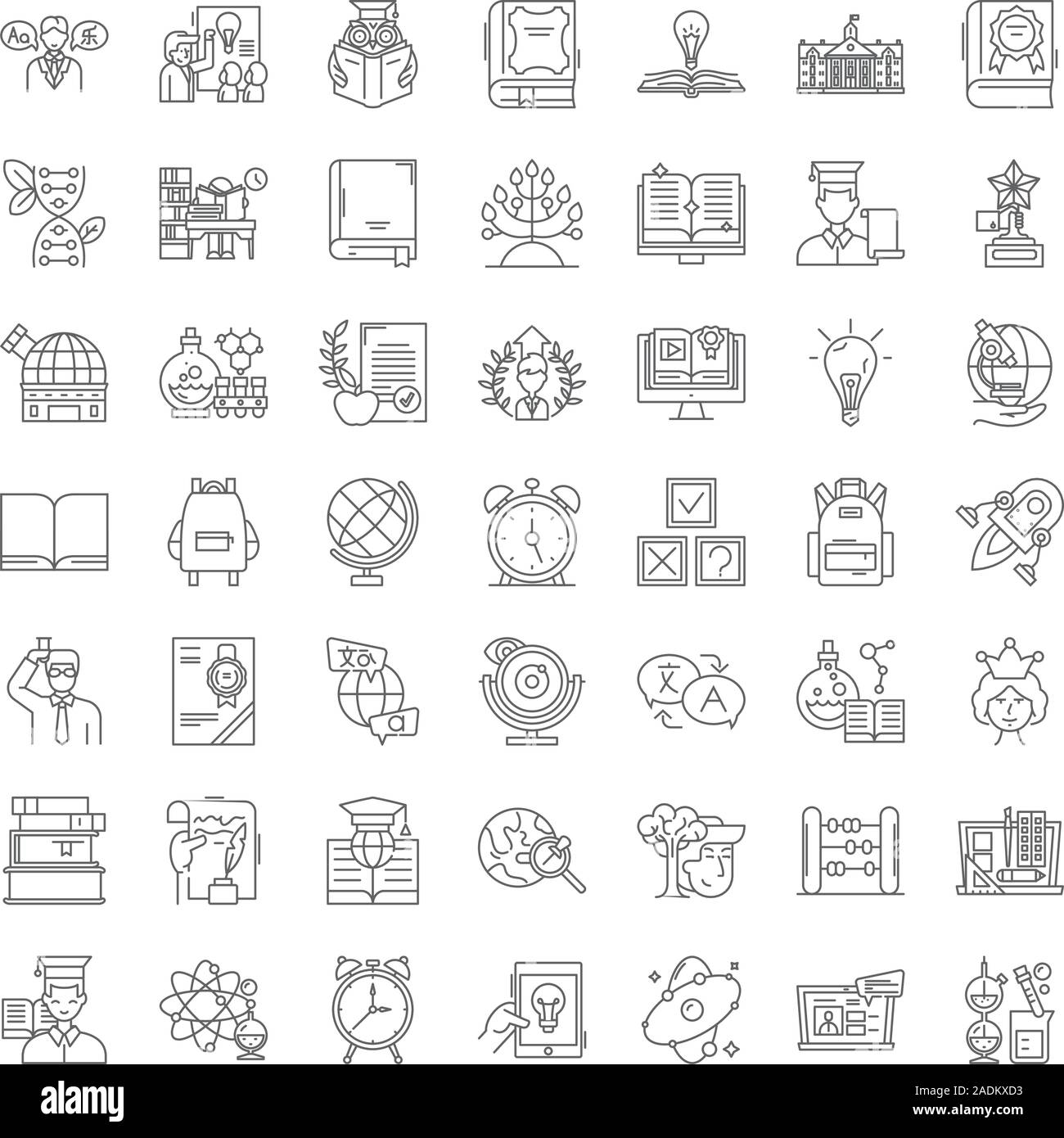 School linear icons, signs, symbols vector line illustration set Stock ...