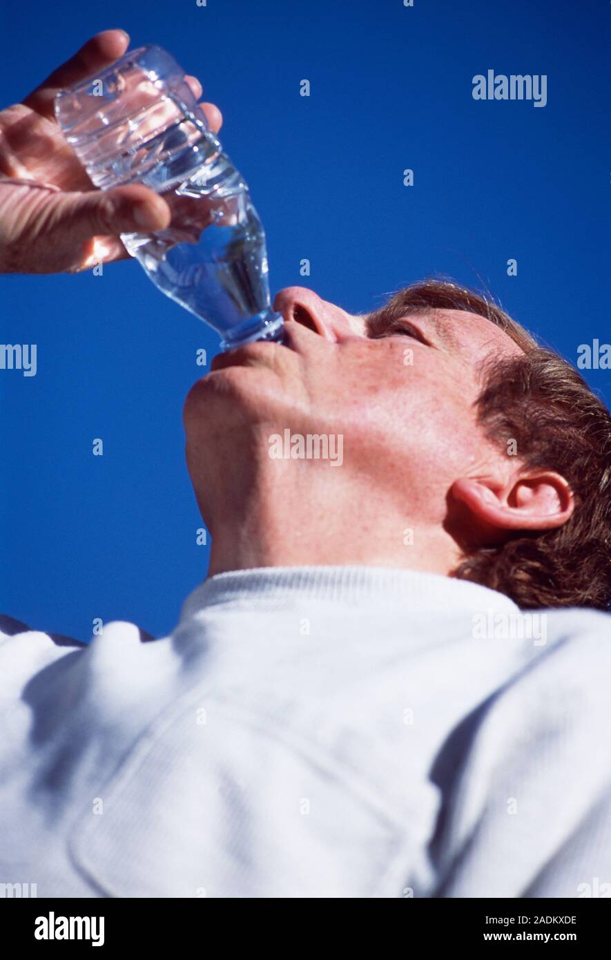 Man drinking water from a plastic bottle Stock Photo - Alamy