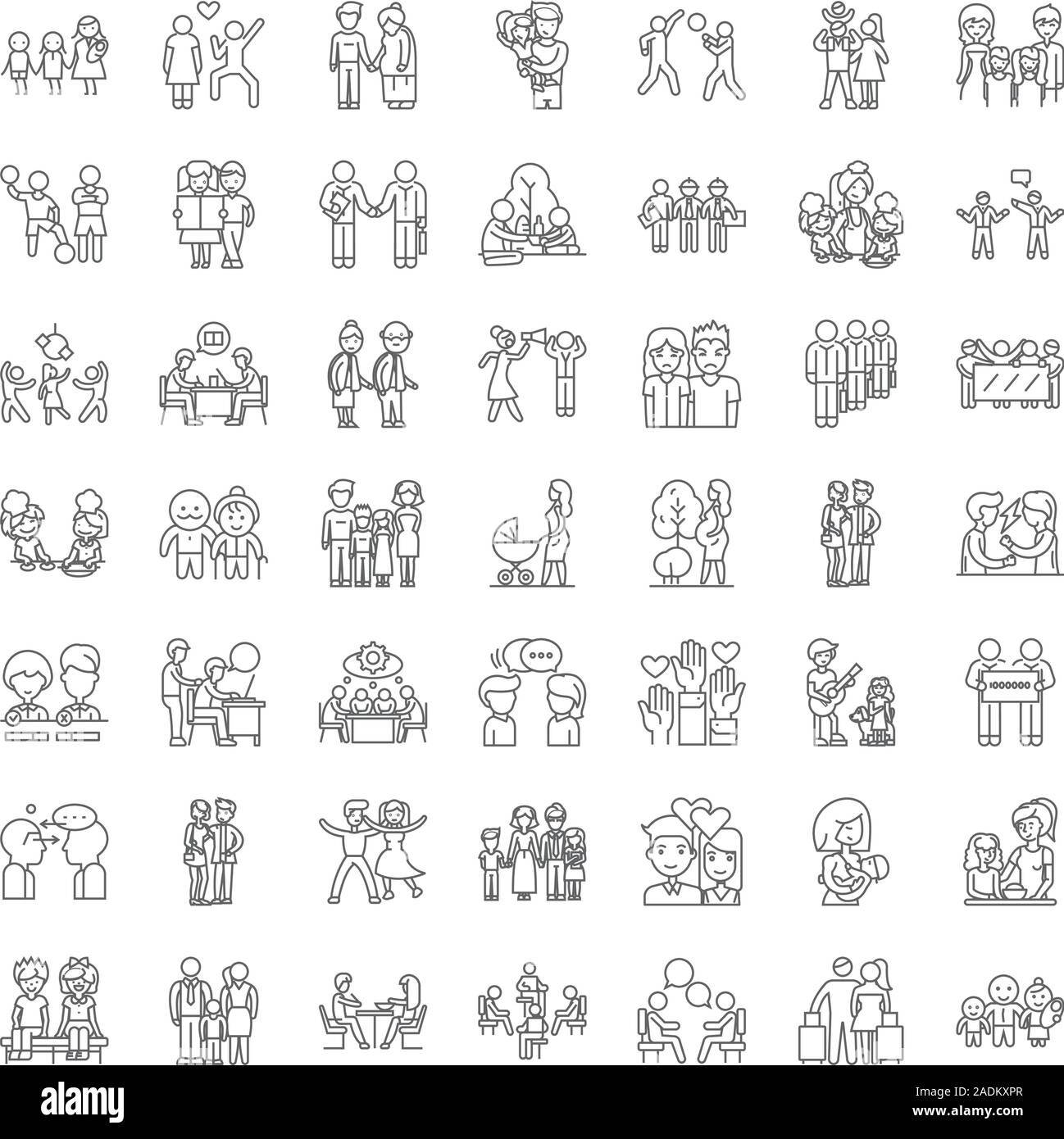 Association linear icons, signs, symbols vector line illustration set ...