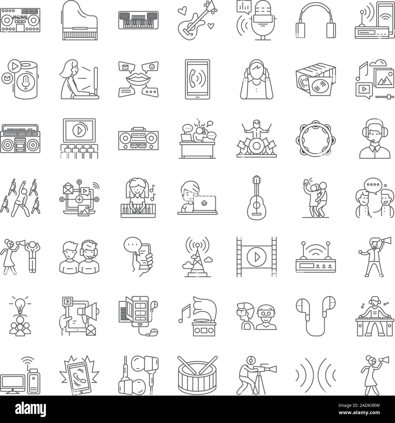 Acoustics linear icons, signs, symbols vector line illustration set ...