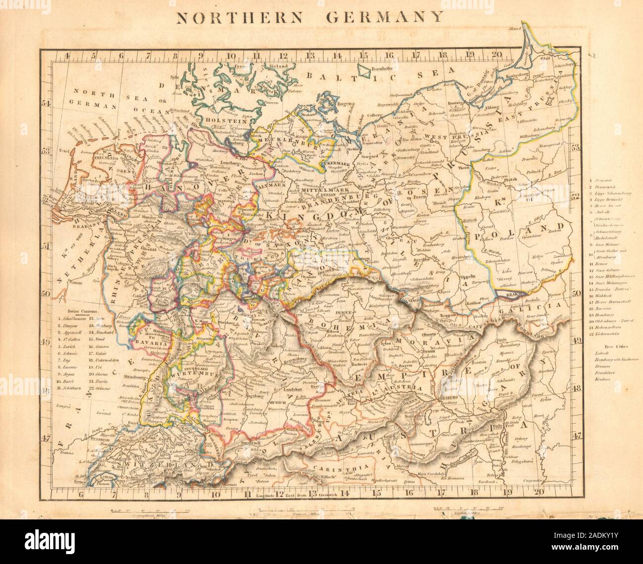 Map germany switzerland 19th century hi-res stock photography and ...