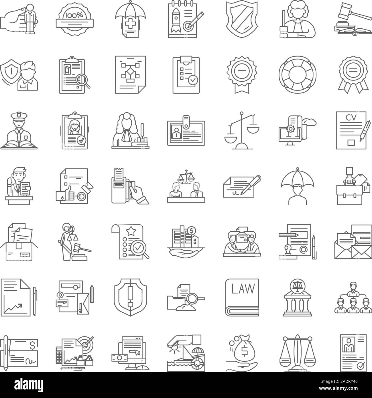 Rights linear icons, signs, symbols vector line illustration set Stock ...