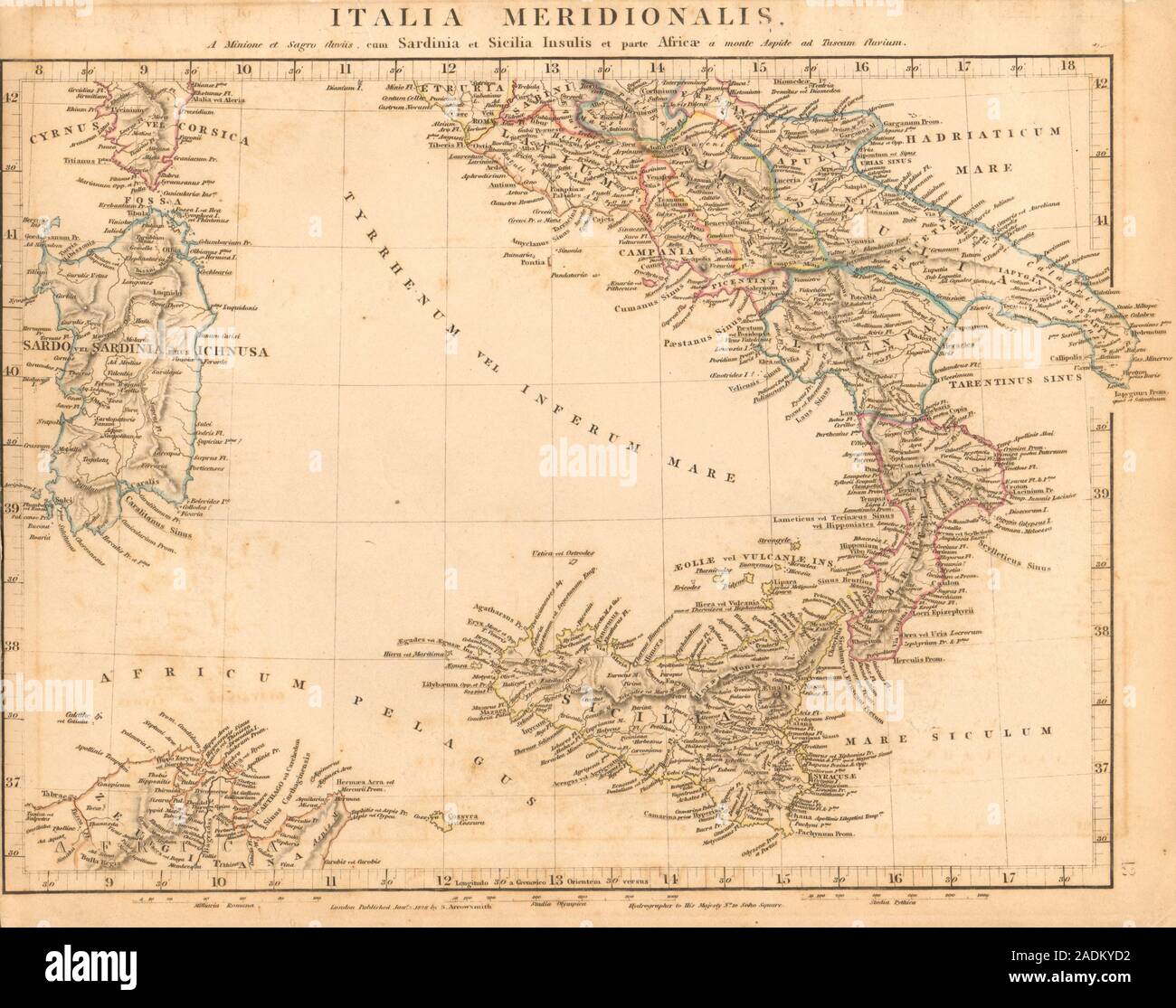 ANCIENT ROMAN ITALY SOUTH. Italia Meridionalis. Sicilia. ARROWSMITH ...