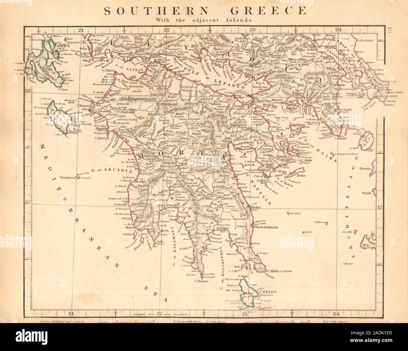 PELOPONNESE. Southern Greece Ionian Islands Zante Kefalonia. ARROWSMITH ...