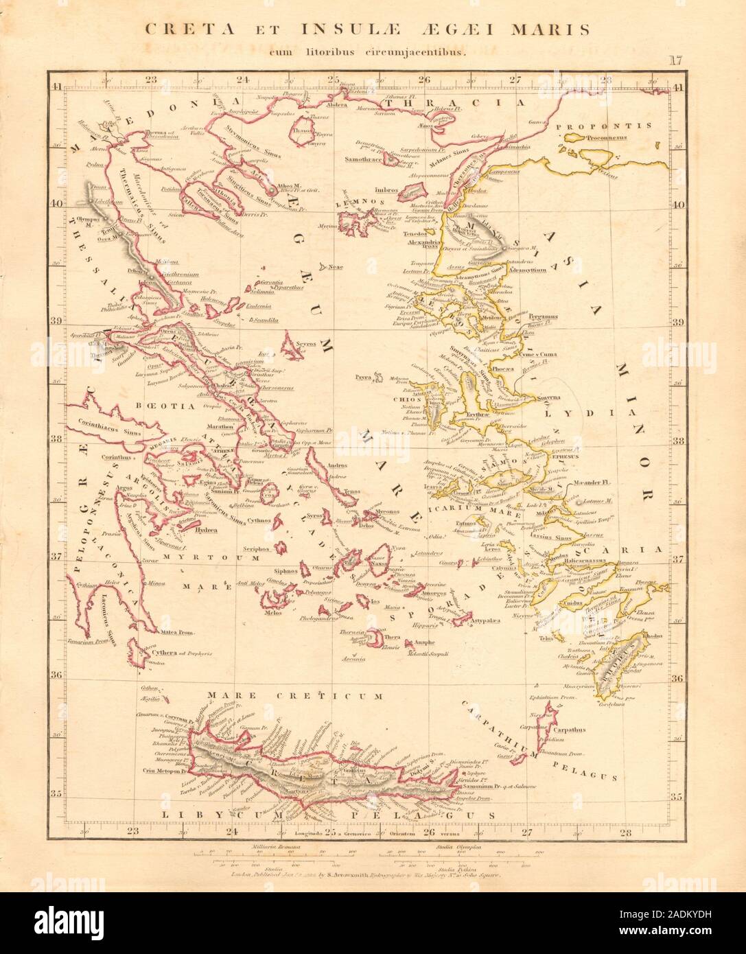 ANCIENT AEGEAN ISLANDS GREECE Creta et Insulae Aegaei Maris. ARROWSMITH ...