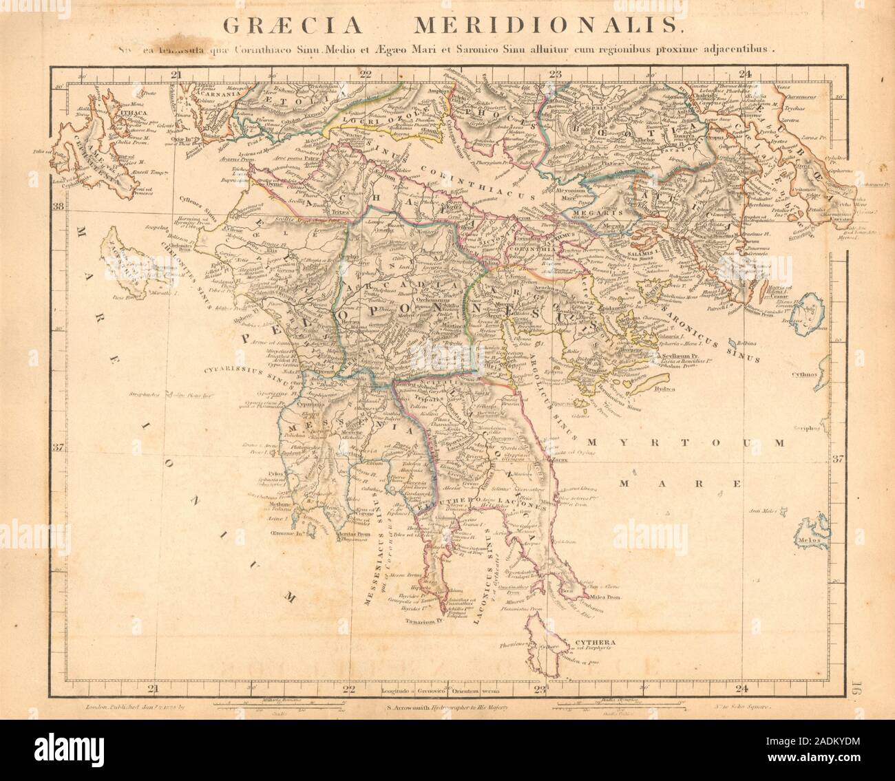 SOUTHERN ANCIENT GREECE. Graecia Meridionalis. Peloponnese. ARROWSMITH ...