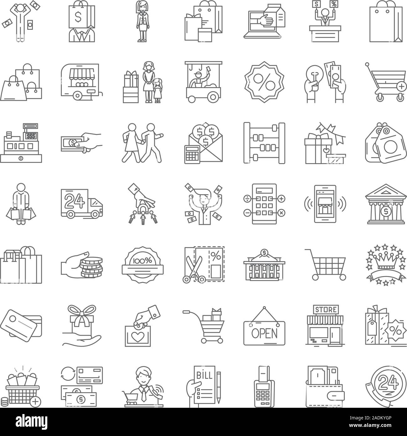 Store linear icons, signs, symbols vector line illustration set Stock ...