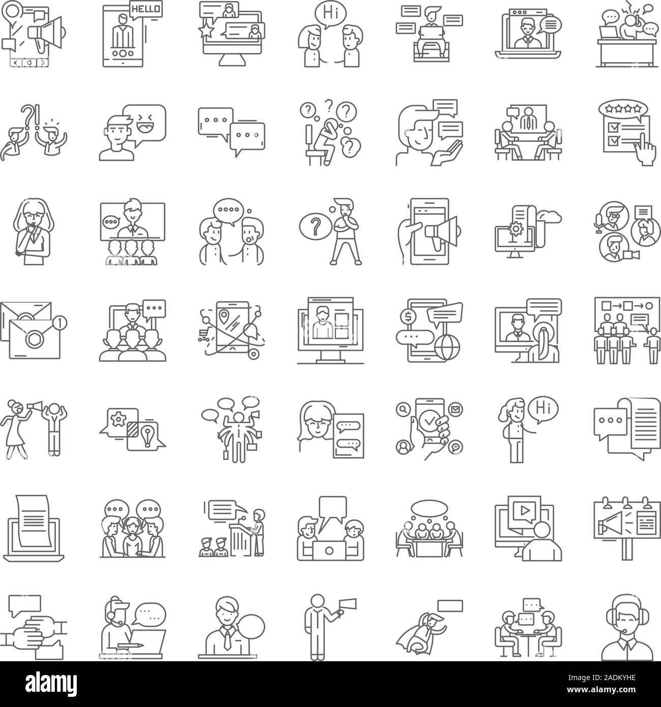 Speech linear icons, signs, symbols vector line illustration set Stock ...