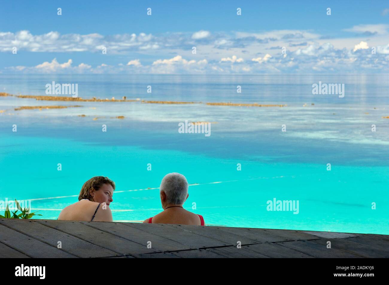 Tourism. Tourists enjoying the view of the Sulawesi Sea. Photographed ...