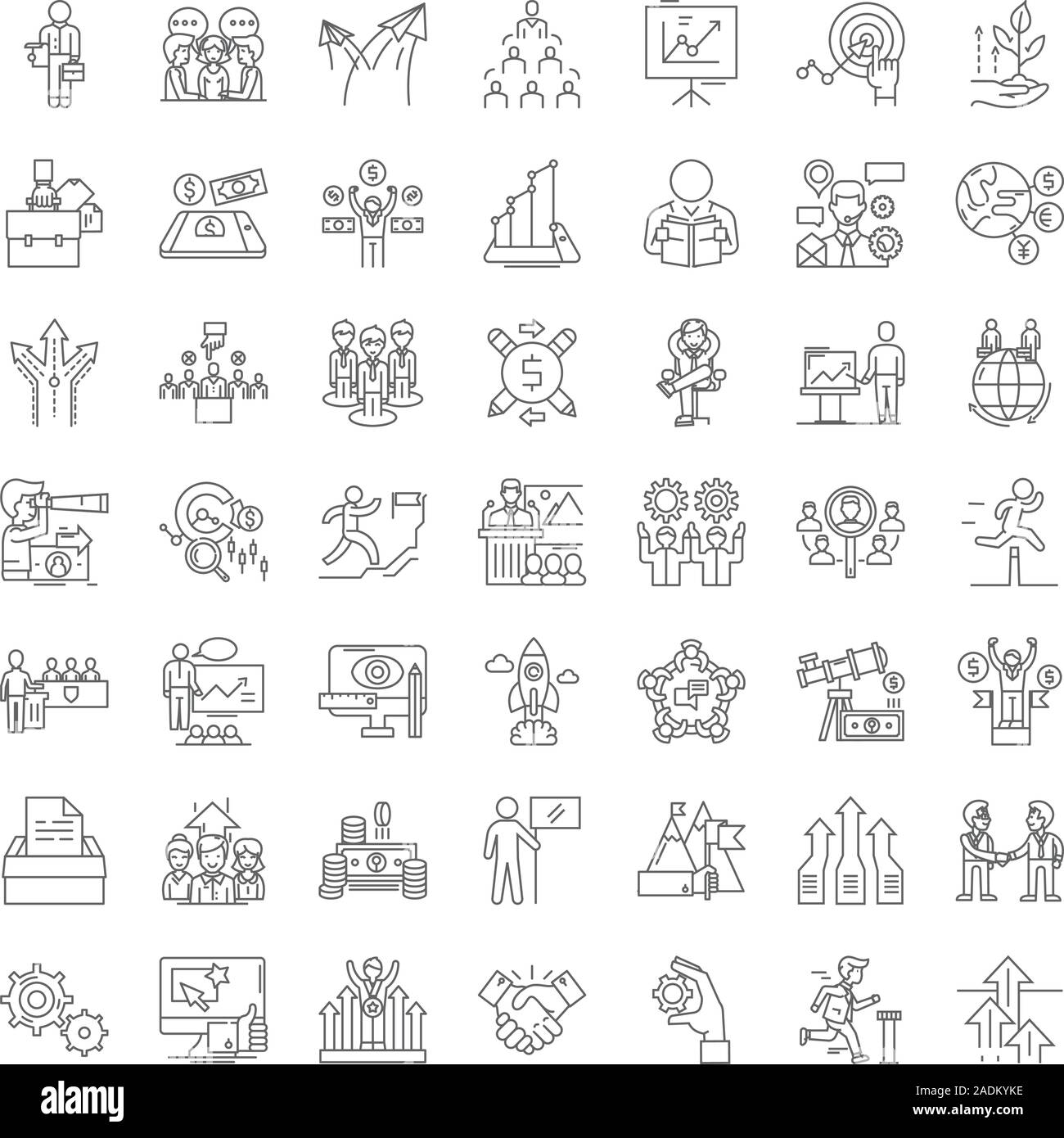 Business start linear icons, signs, symbols vector line illustration ...