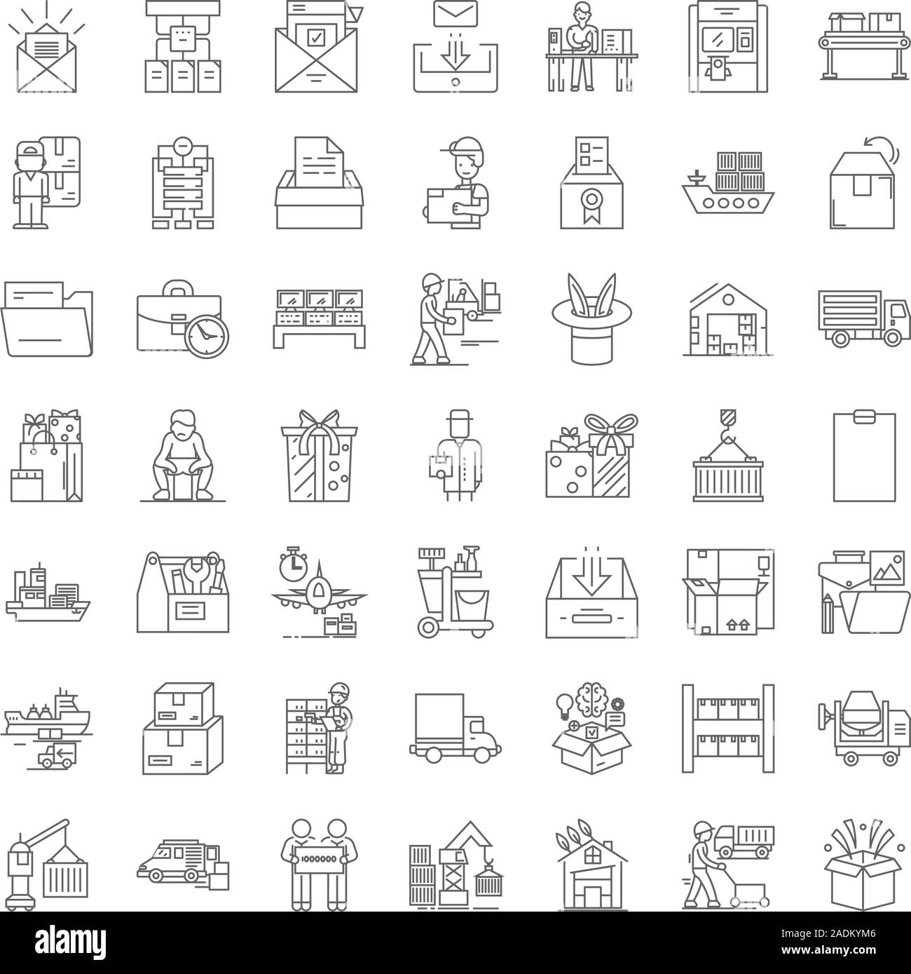 Storage room linear icons, signs, symbols vector line illustration set ...