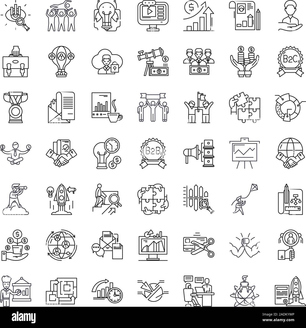 Strategy linear icons, signs, symbols vector line illustration set ...