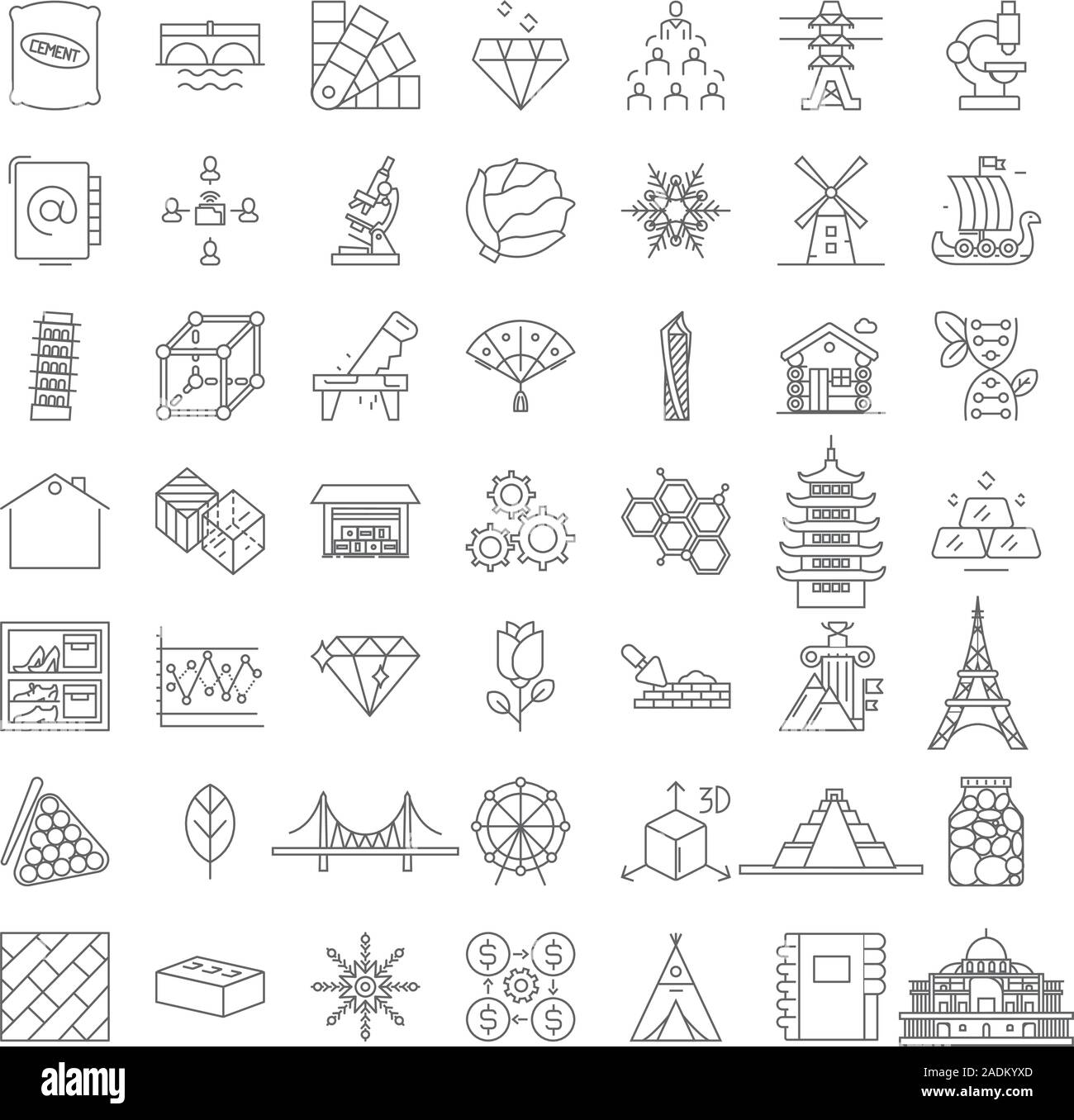 Structure icons linear icons, signs, symbols vector line illustration ...
