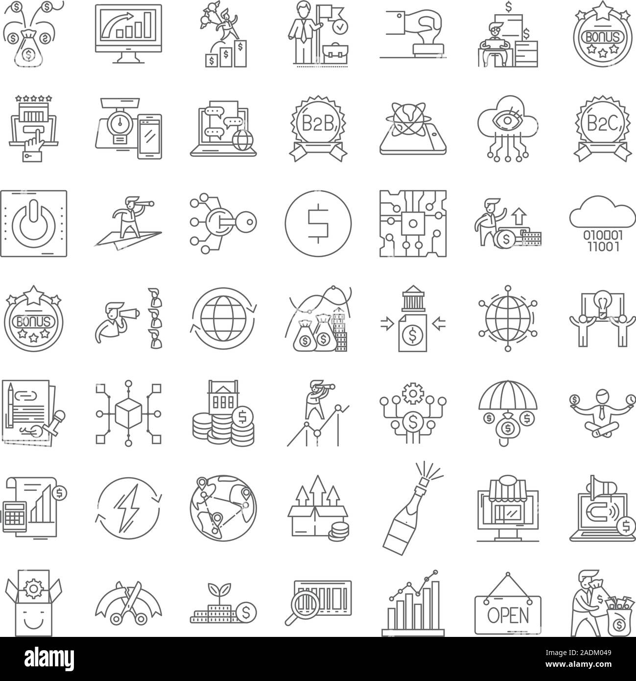 Business supervision linear icons, signs, symbols vector line ...