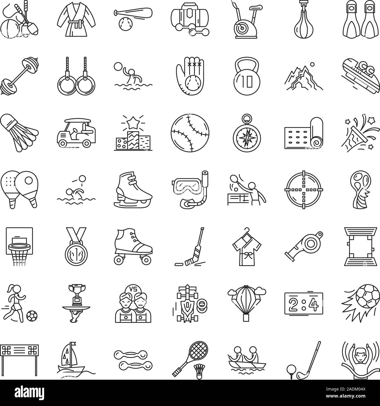 Healthy sport lifestyle linear icons, signs, symbols vector line ...